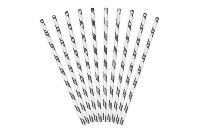 Slamčice sjajne srebrne linije - 10 kom - PartyWorld Veleprodaja